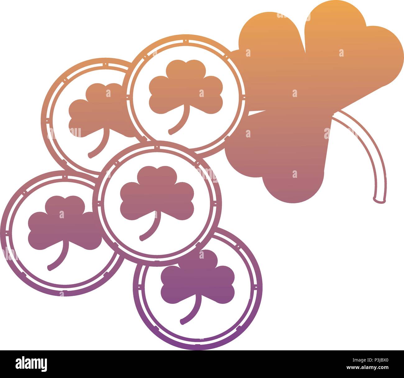 clover and coins with clovers icon over white background, vector ...