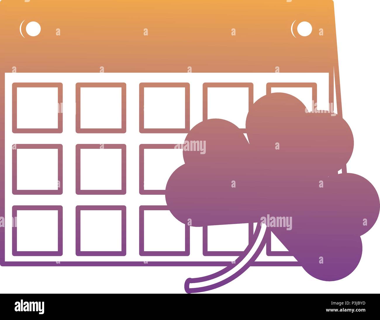 calendar with clover icon over white background, vector illustration ...