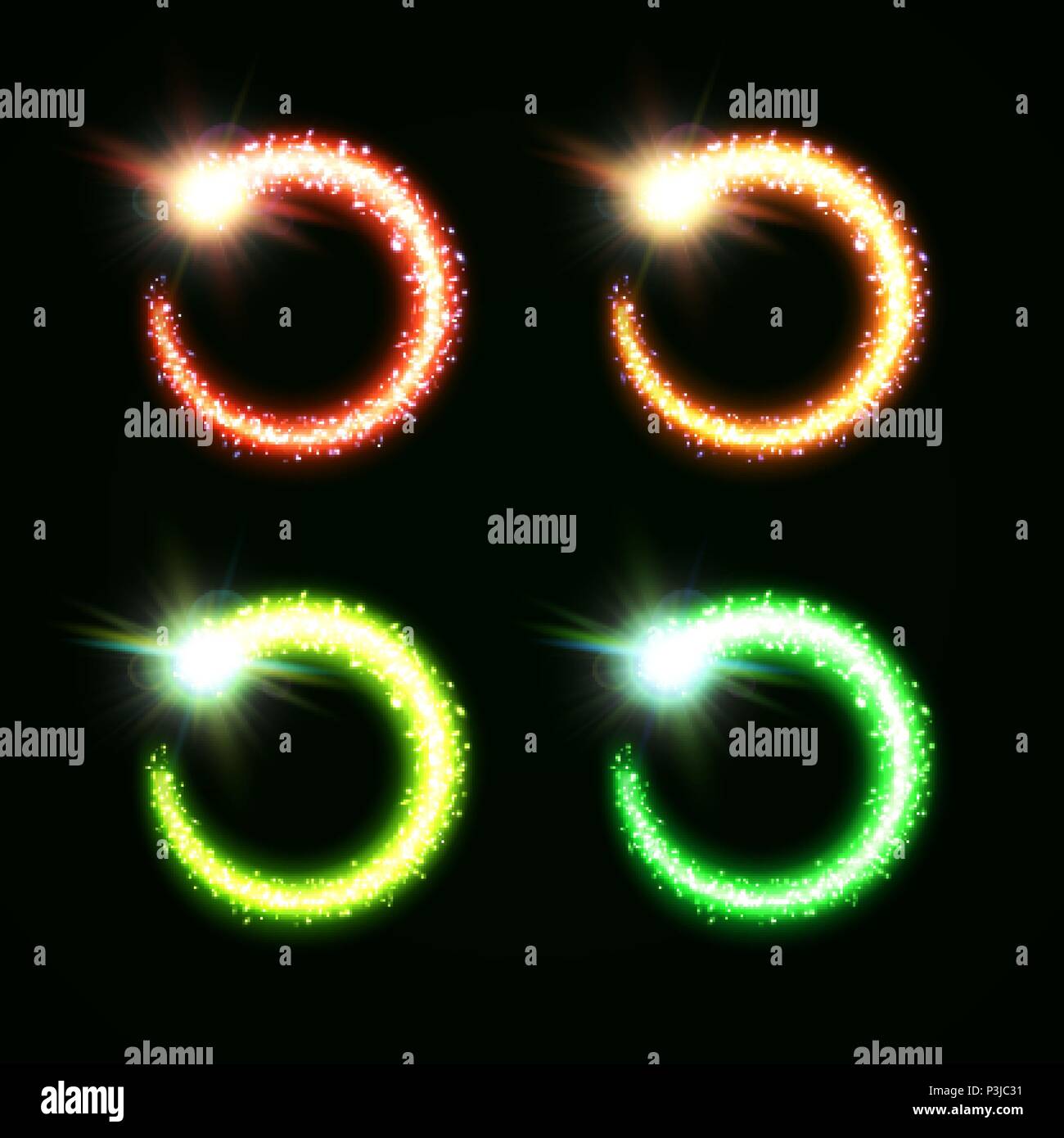 Holiday light background elements set on black backdrop. Decorative ...