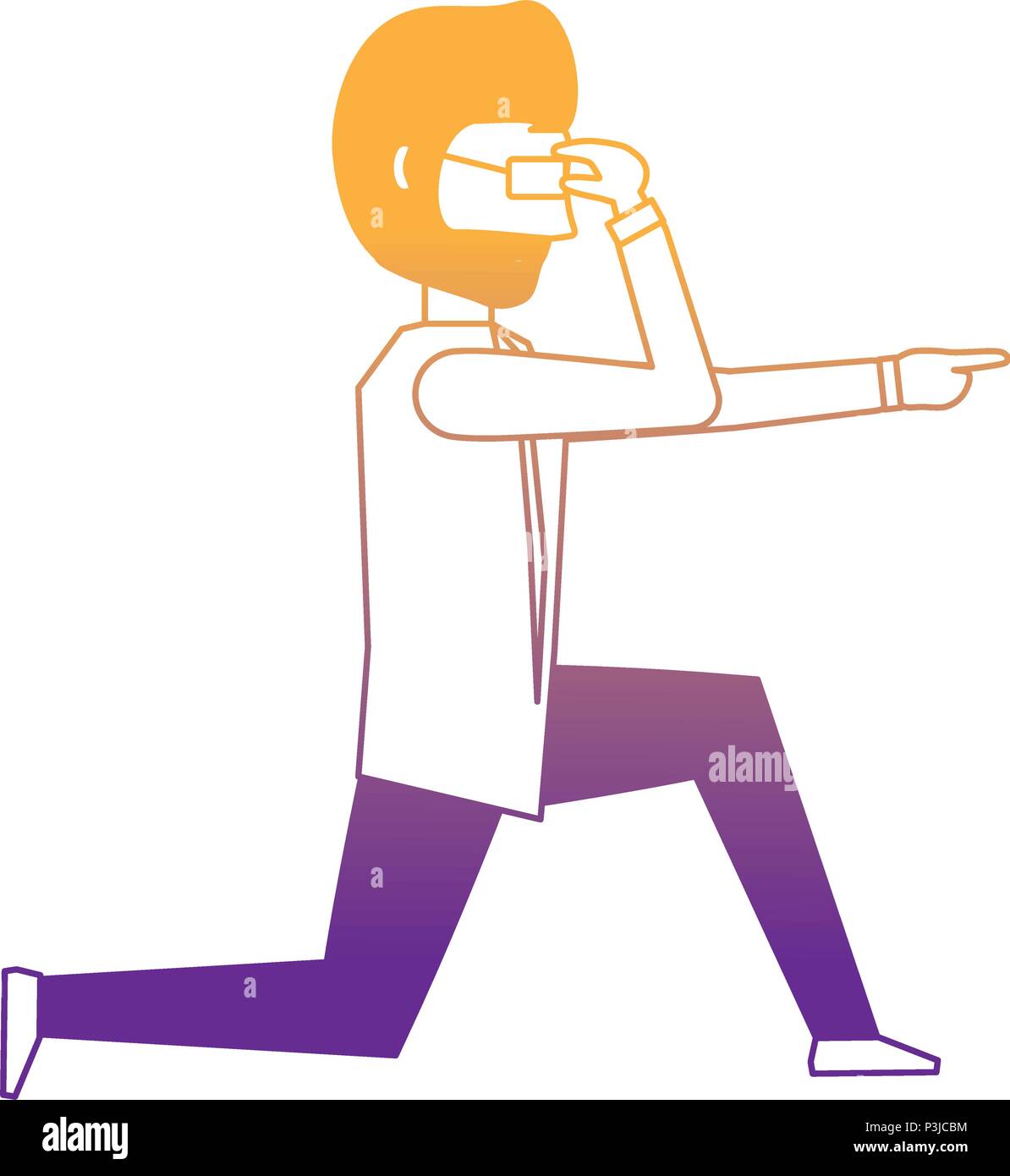 cartoon businessman pointing forward over white background, colorful ...