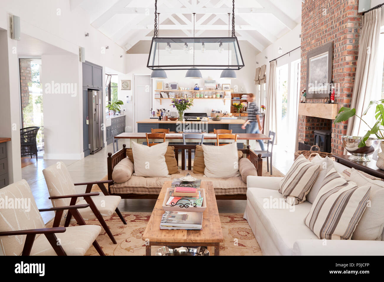 Open plan interior of a modern period conversion family home Stock ...
