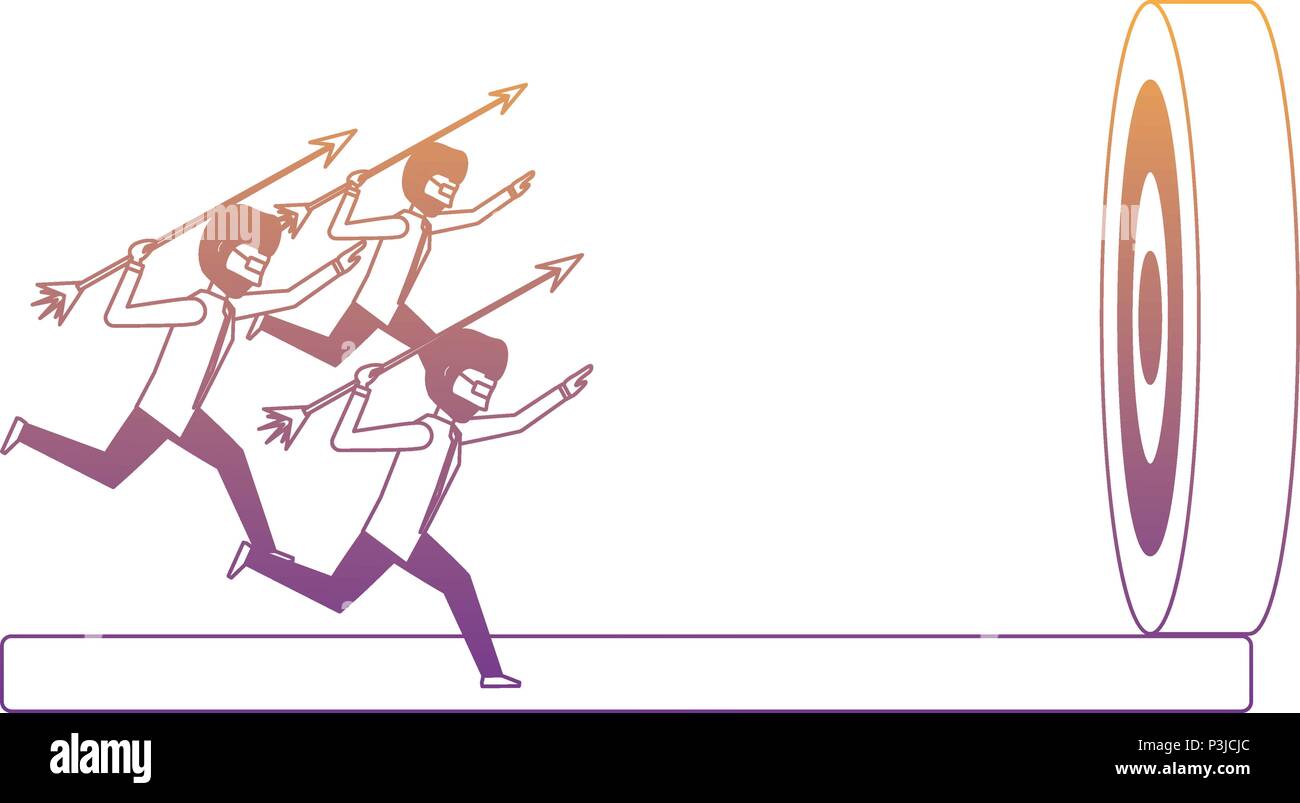 businessman shooting arrows to the target over white background, vector ...