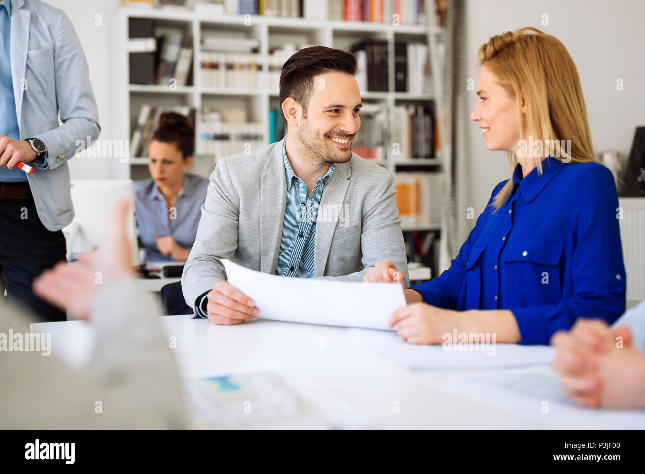 Happy business people meeting woman hi-res stock photography and images ...