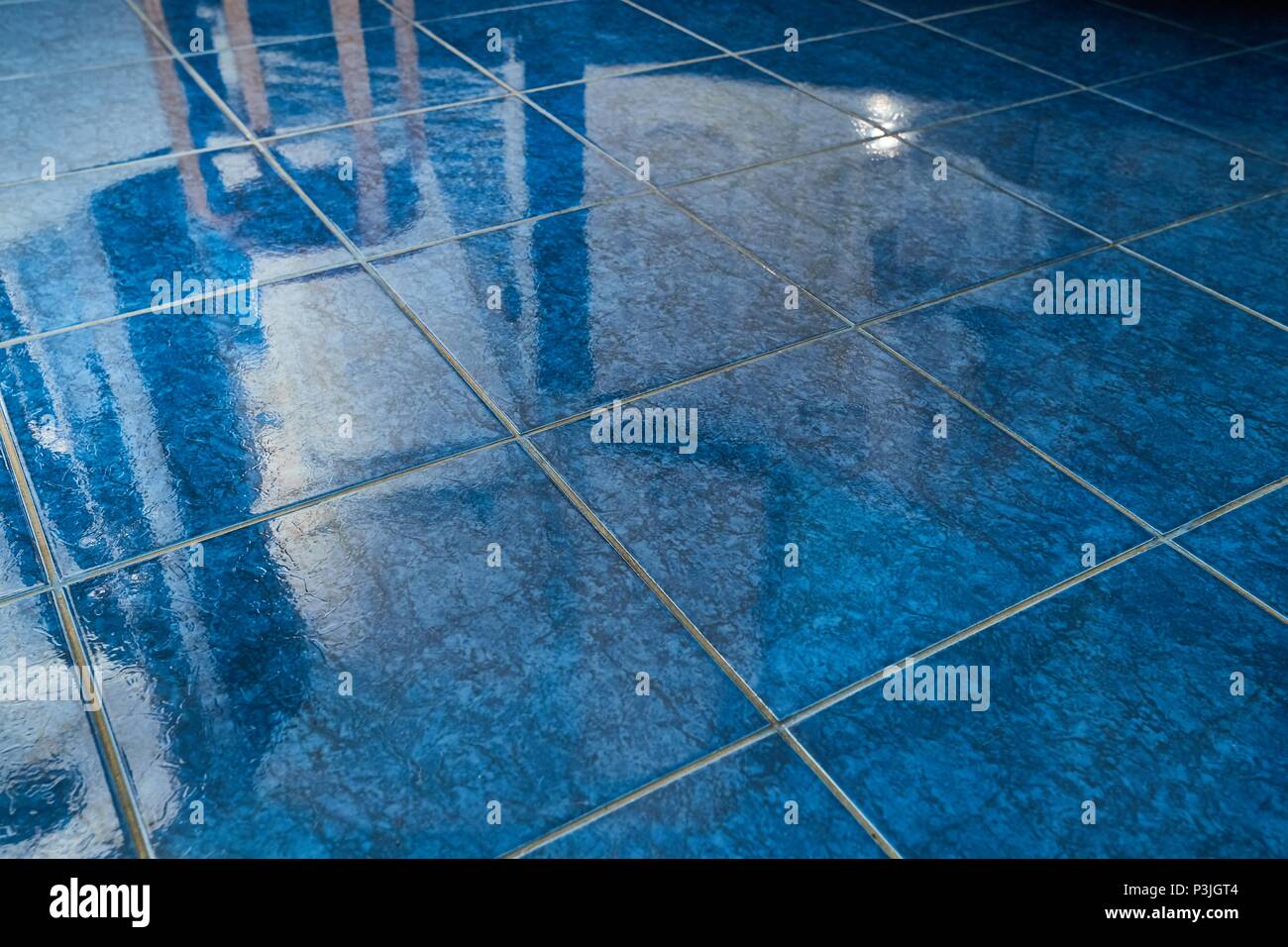 Tiled bathroom floor Stock Photo - Alamy