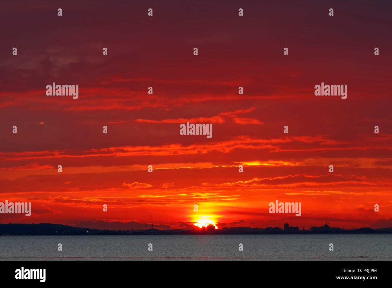 Sunset over Cardiff Stock Photo - Alamy