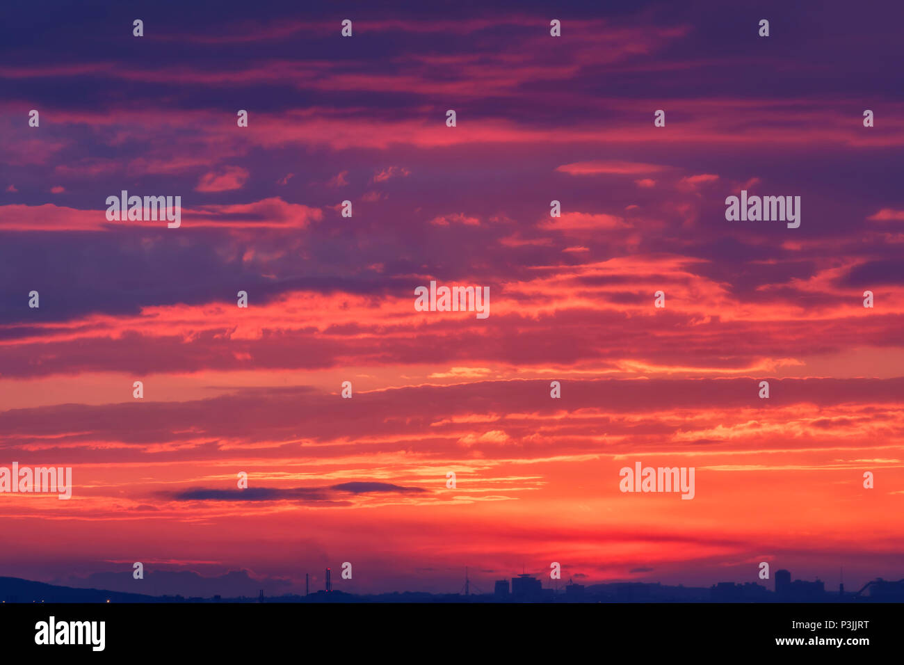 Sunset over Cardiff Stock Photo - Alamy
