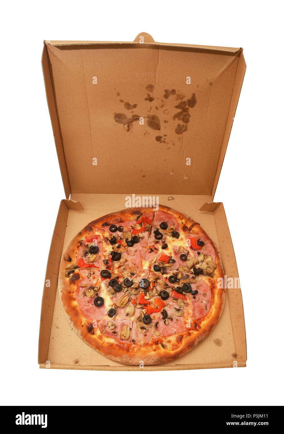 Tasty pizza in cardboard Cut Out Stock Images & Pictures - Alamy