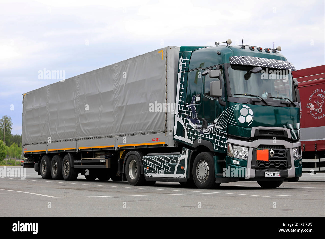 Russian Renault Trucks T semi truck customized with soccer theme and ...