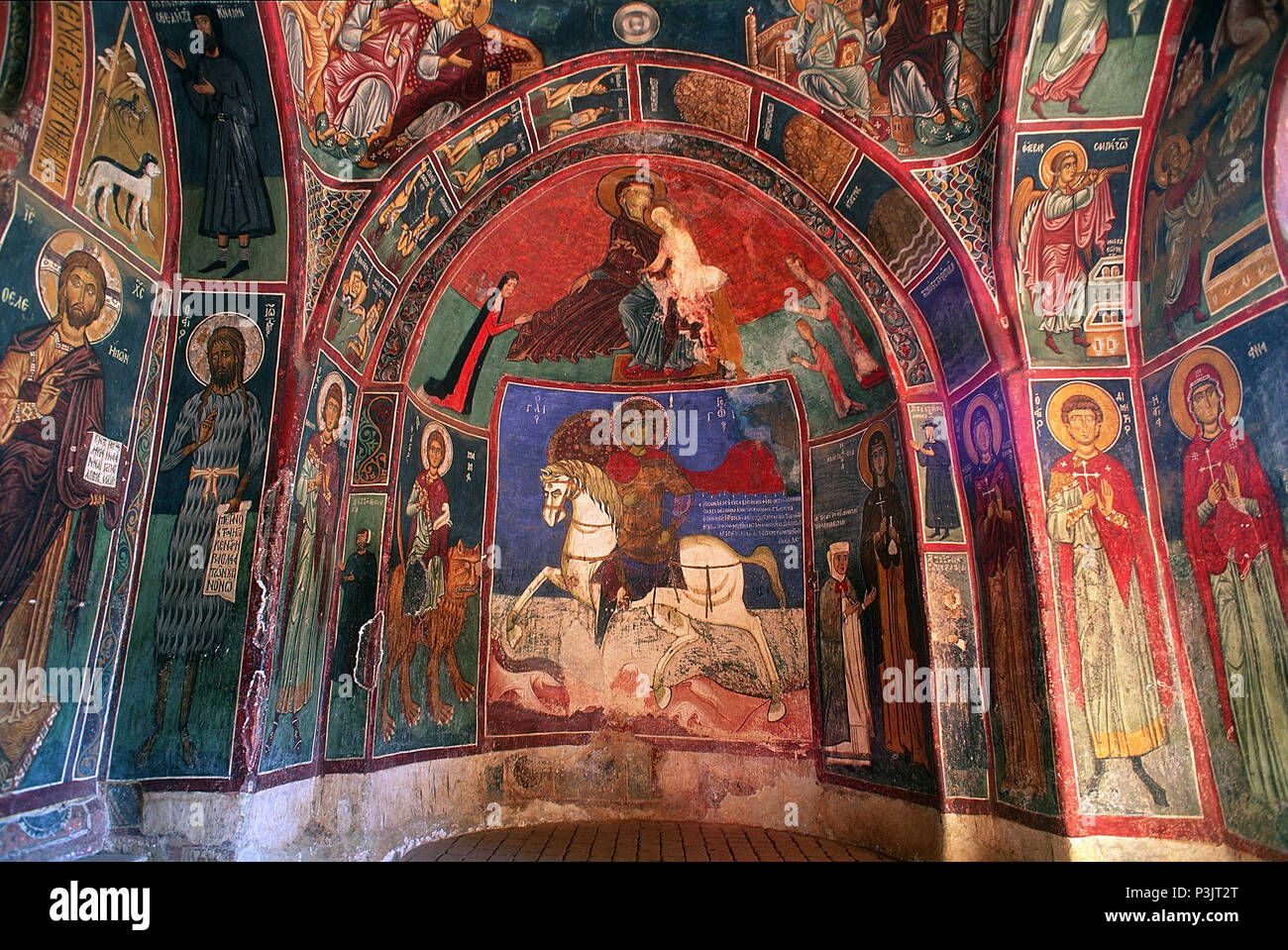 Republic of Cyprus - Byzantine murals in the Asinou church Stock Photo ...