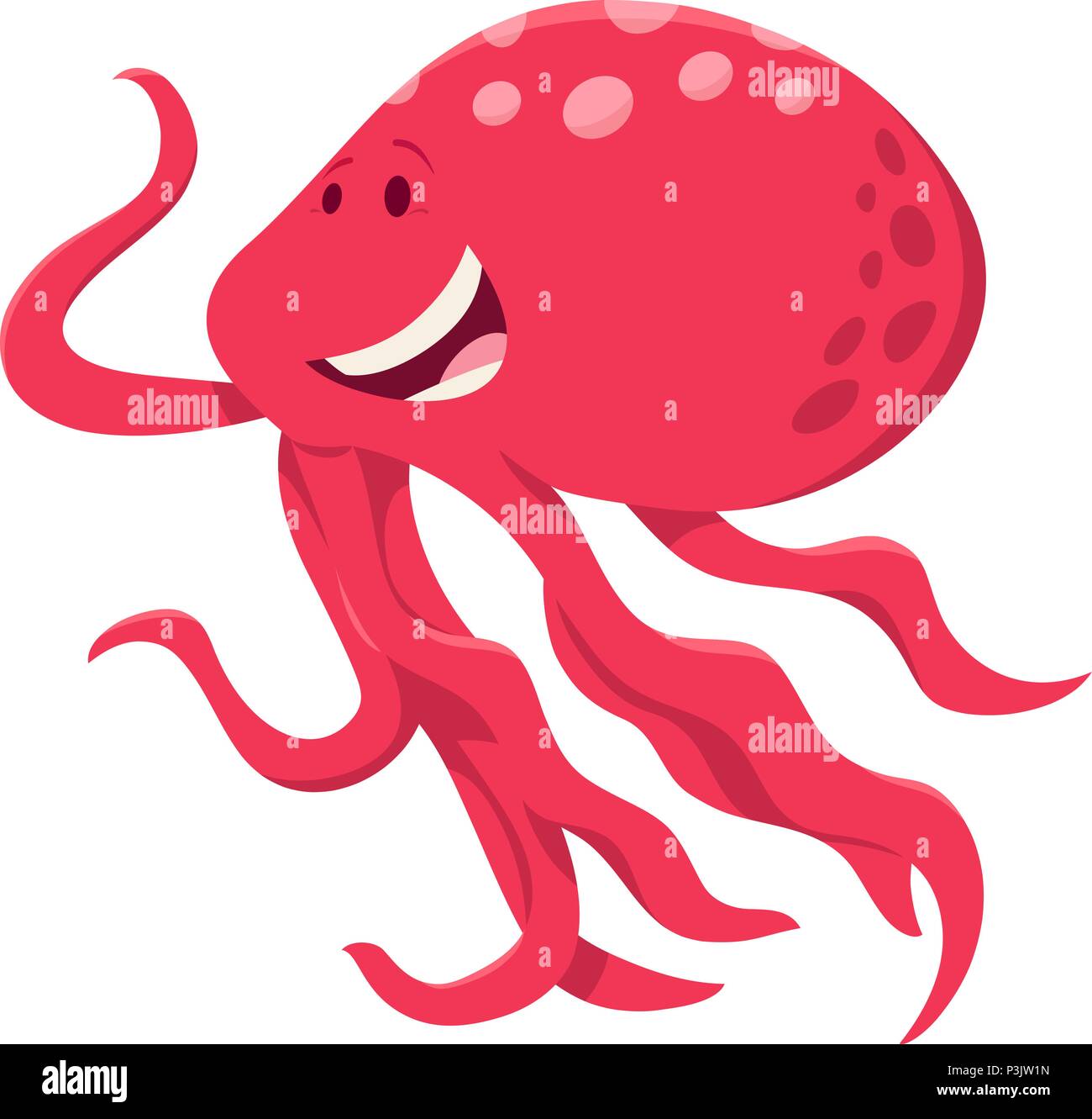 Cartoon Illustration of Cute Octopus Sea Animal Character Stock Vector ...