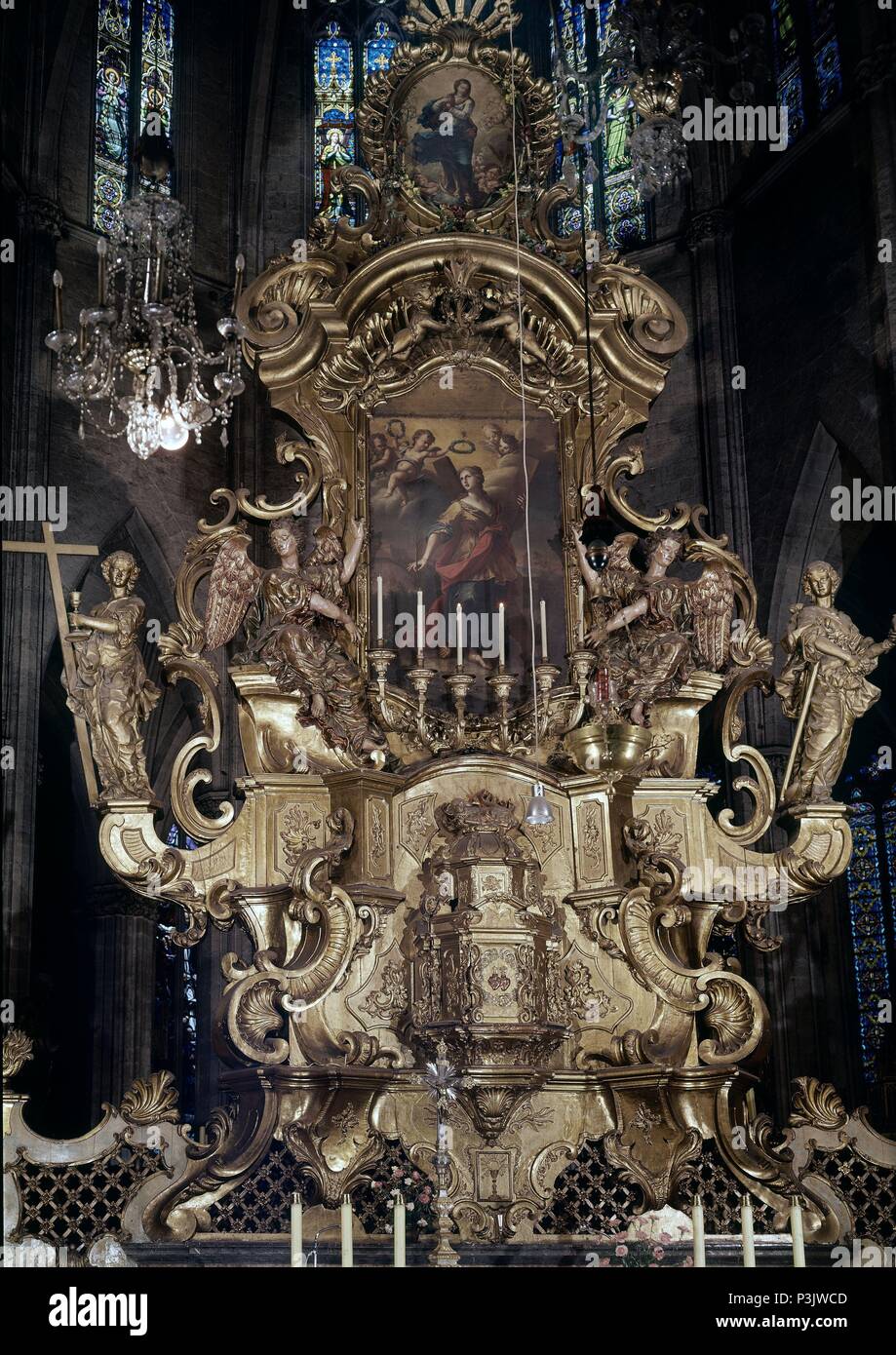 RETABLO MAYOR-BARROCO-S XVIII-(EL LIENZO ES OBRA DE MEZQUIDA). Author ...