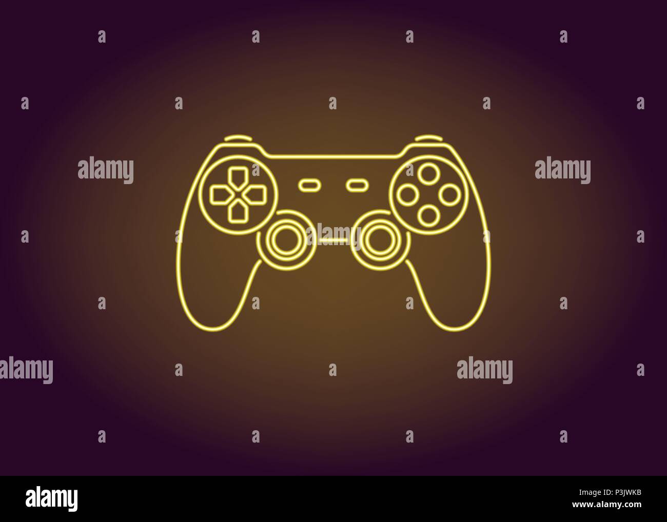 Neon icon of Yellow Joystick. Vector illustration of Wireless Gamepad ...
