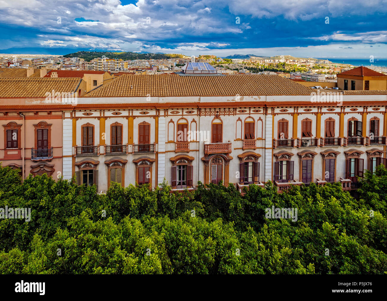 Italy Sardinia Cagliari Villanova district palaces in Viale Regina ...