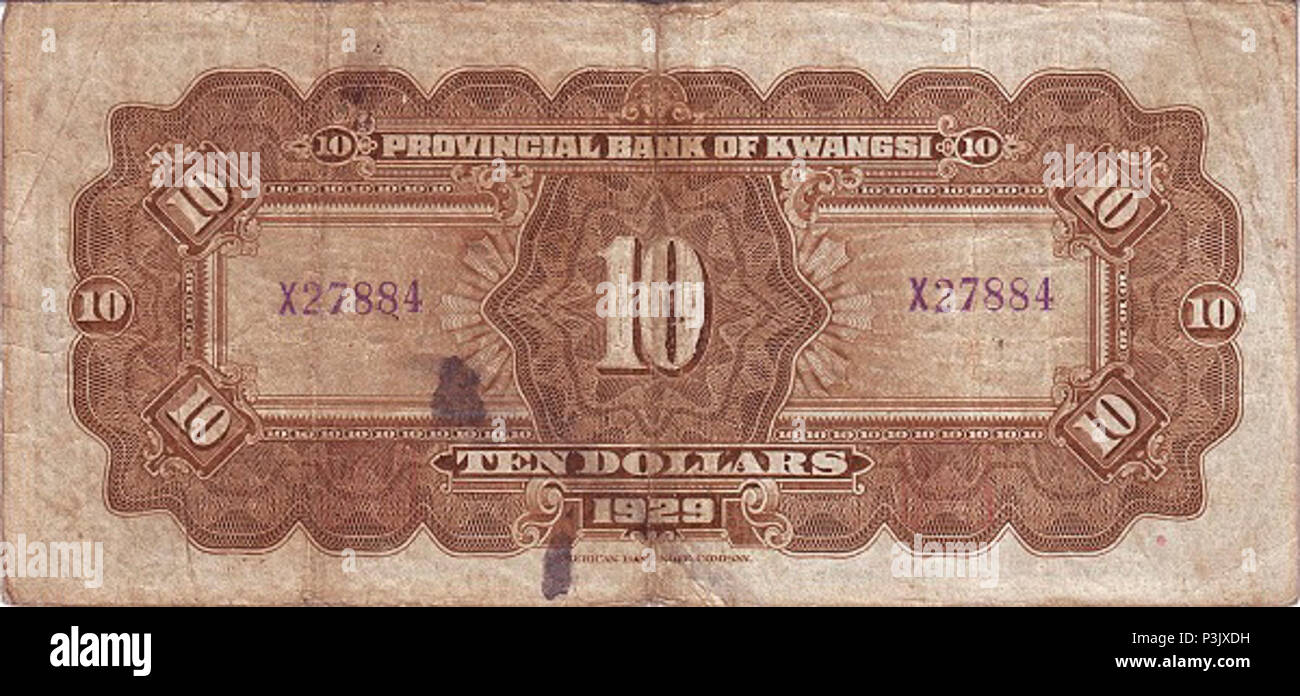10 Dollars - Provincial Bank of Kwangsi, Watlam branch (19)) 02 Stock ...