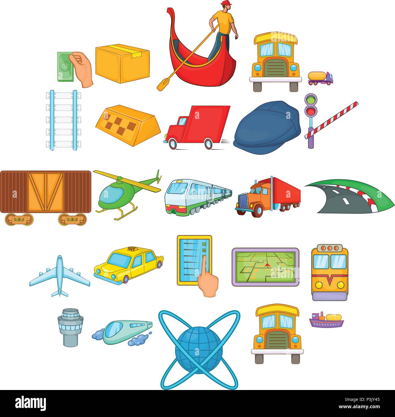 Freight transportation icons set, cartoon style Stock Vector Image ...