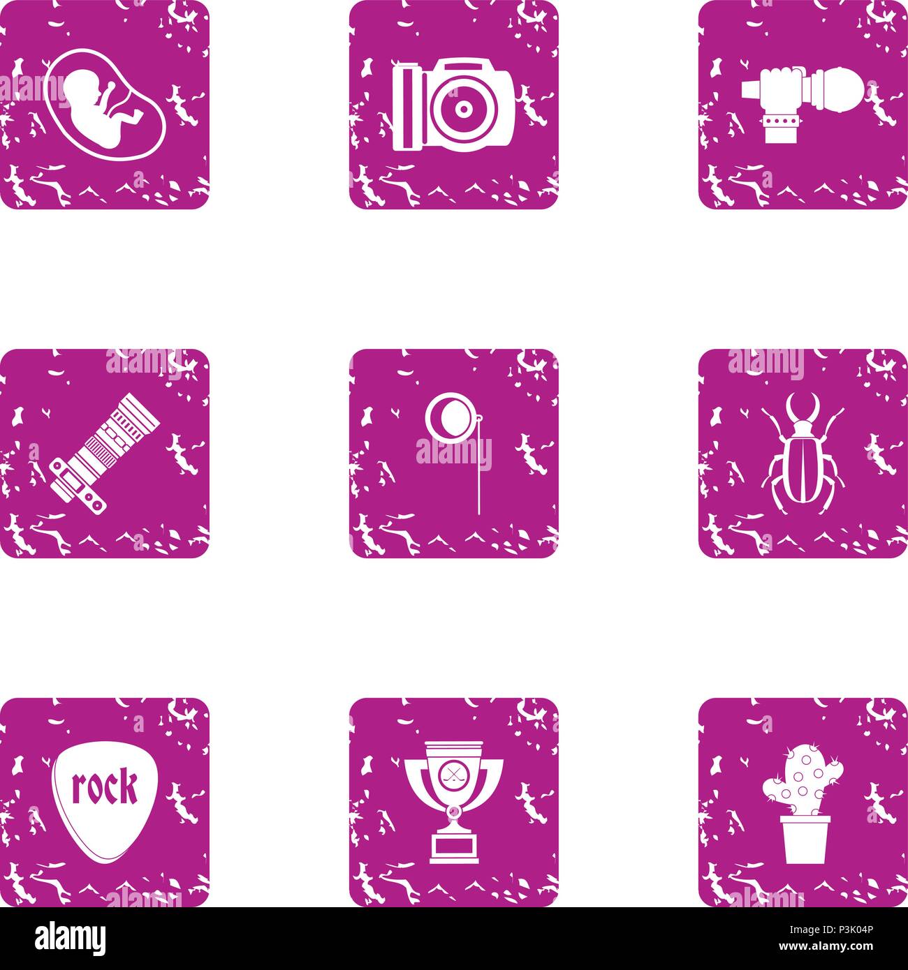 Birth of rock icons set, grunge style Stock Vector Image & Art - Alamy