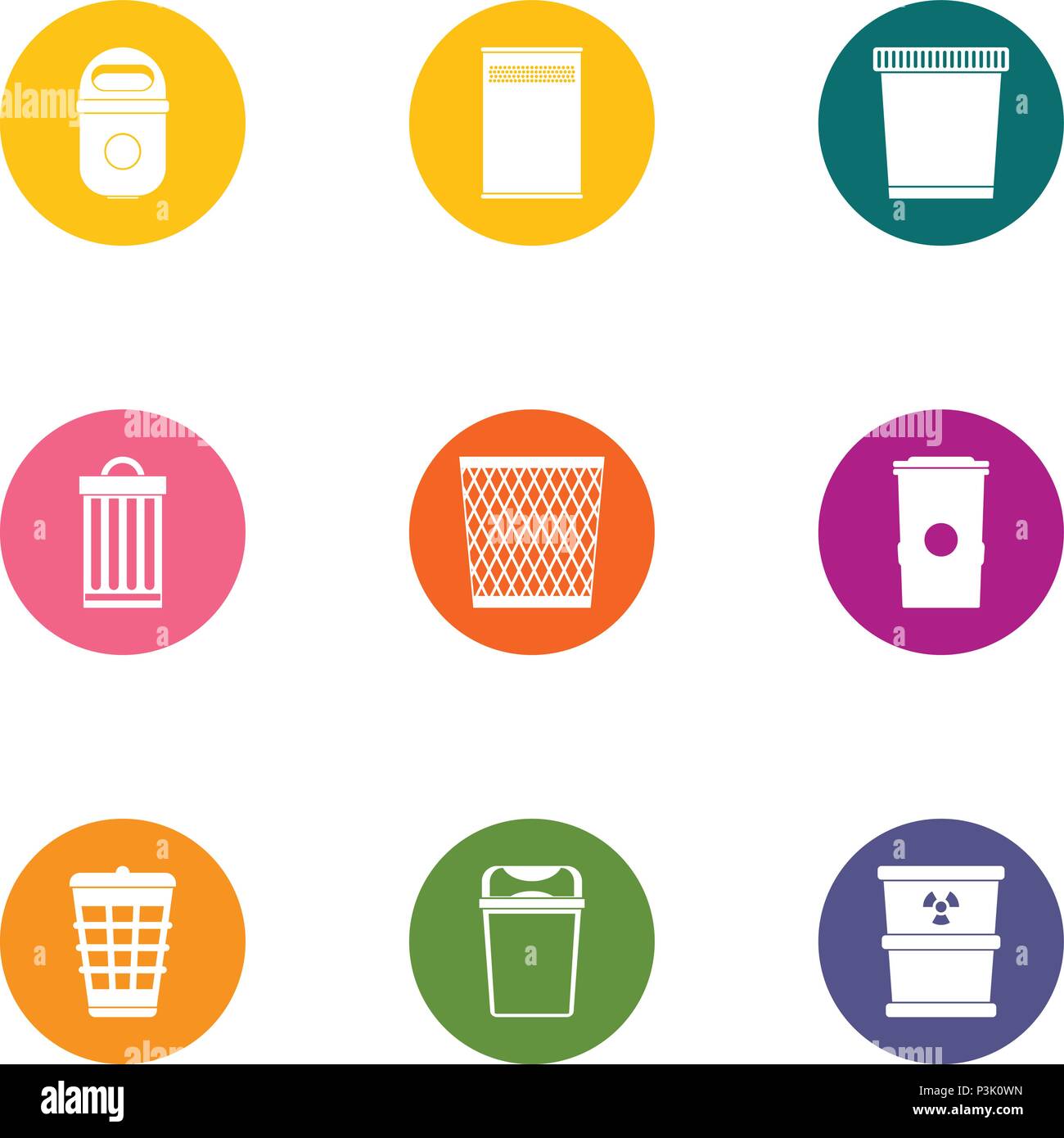 Waste material icons set, flat style Stock Vector Image & Art - Alamy