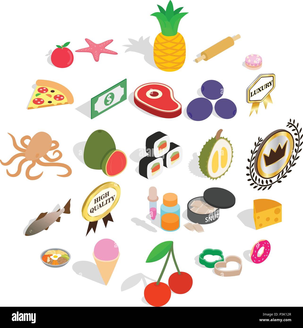 Restaurant food icons set, isometric style Stock Vector Image & Art - Alamy