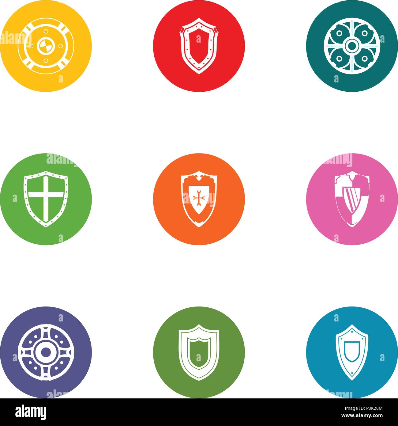 Buckler icons set, flat style Stock Vector Image & Art - Alamy
