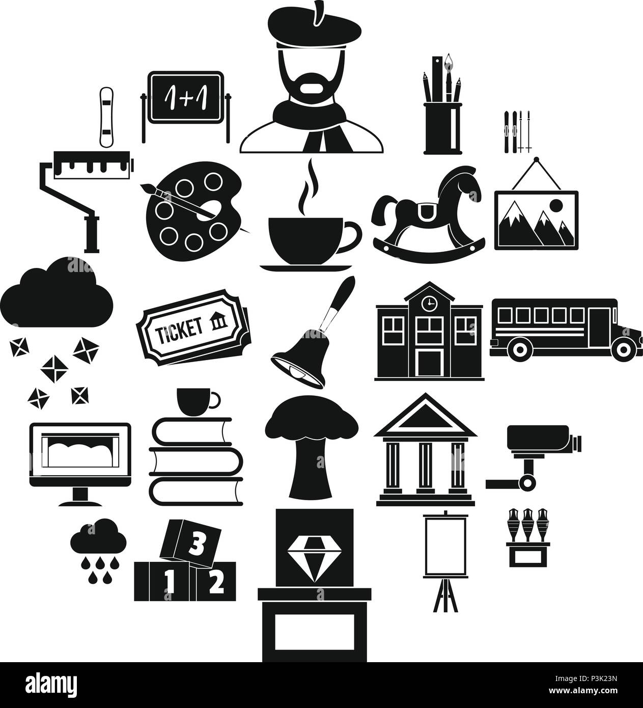 Pencilling icons set, simple style Stock Vector Image & Art - Alamy