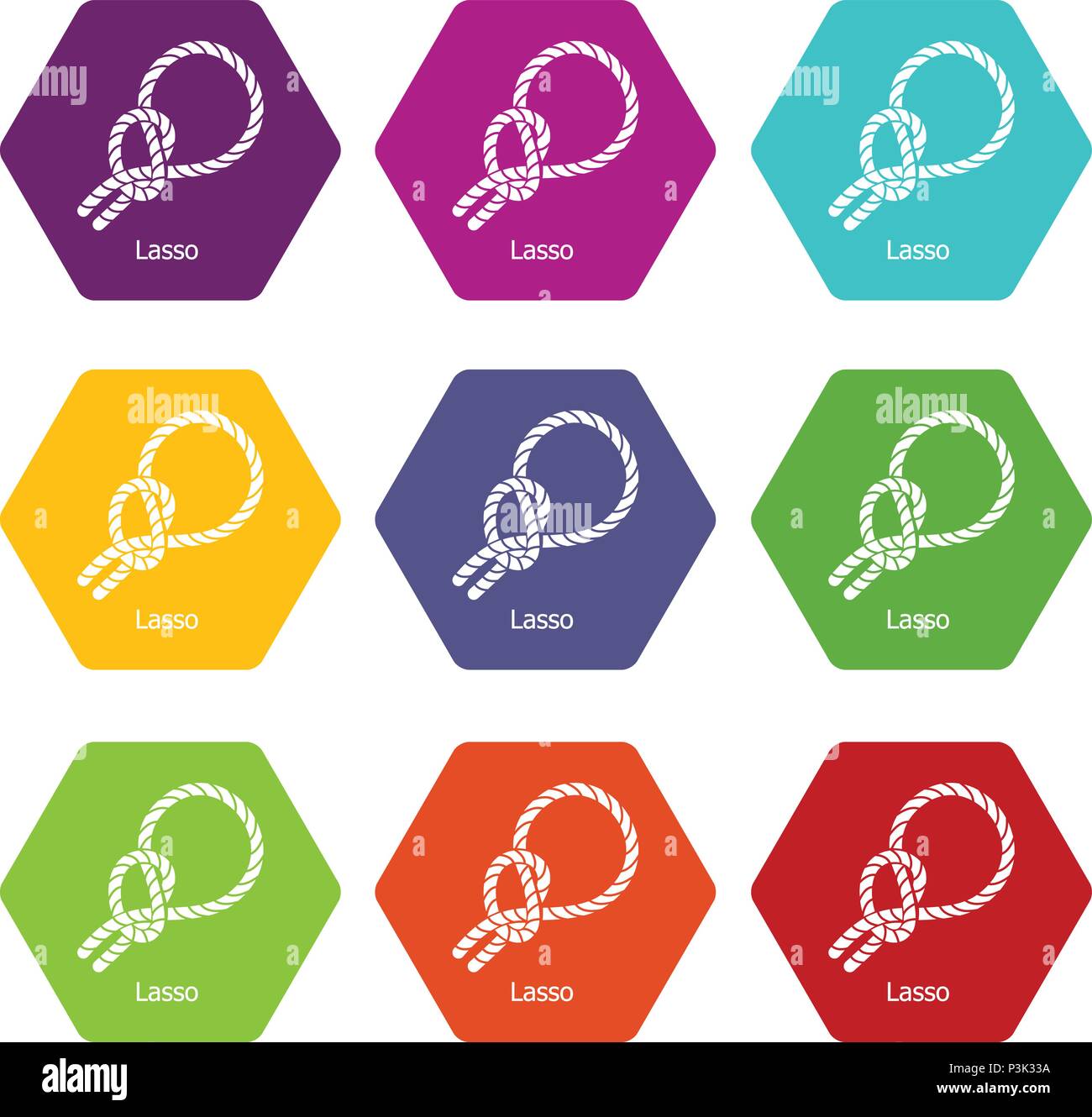 Lasso icons set 9 vector Stock Vector Image & Art - Alamy