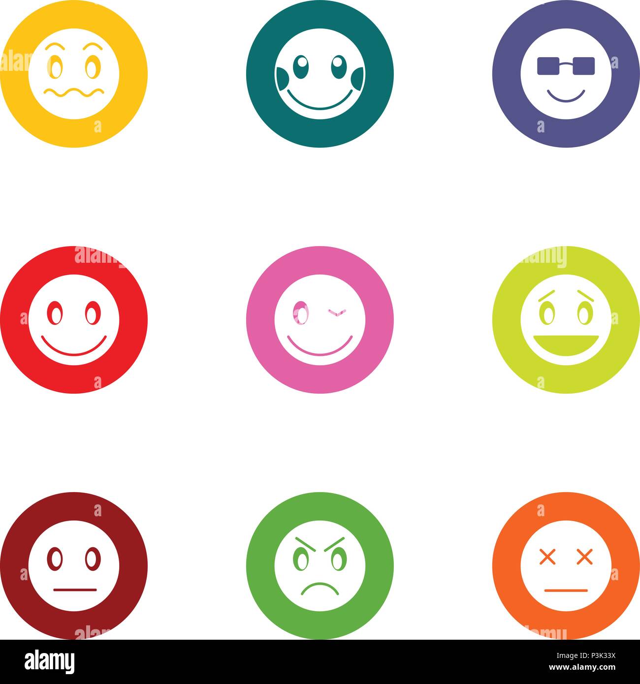 Emotional install icons set, flat style Stock Vector Image & Art - Alamy