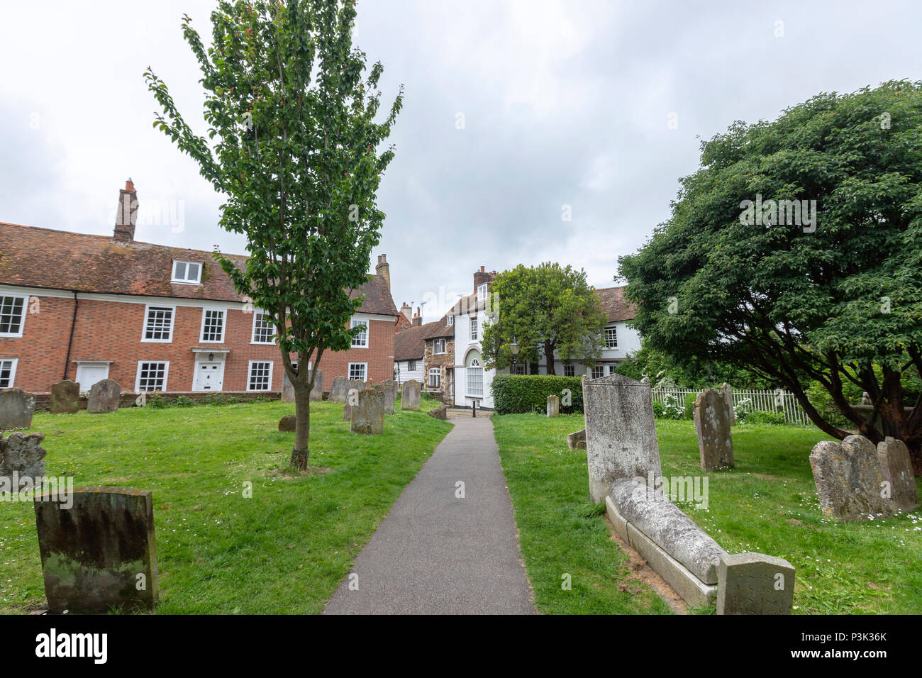Cemetery and 14th century St. Mary's Church, Rye, East Sussex, England ...