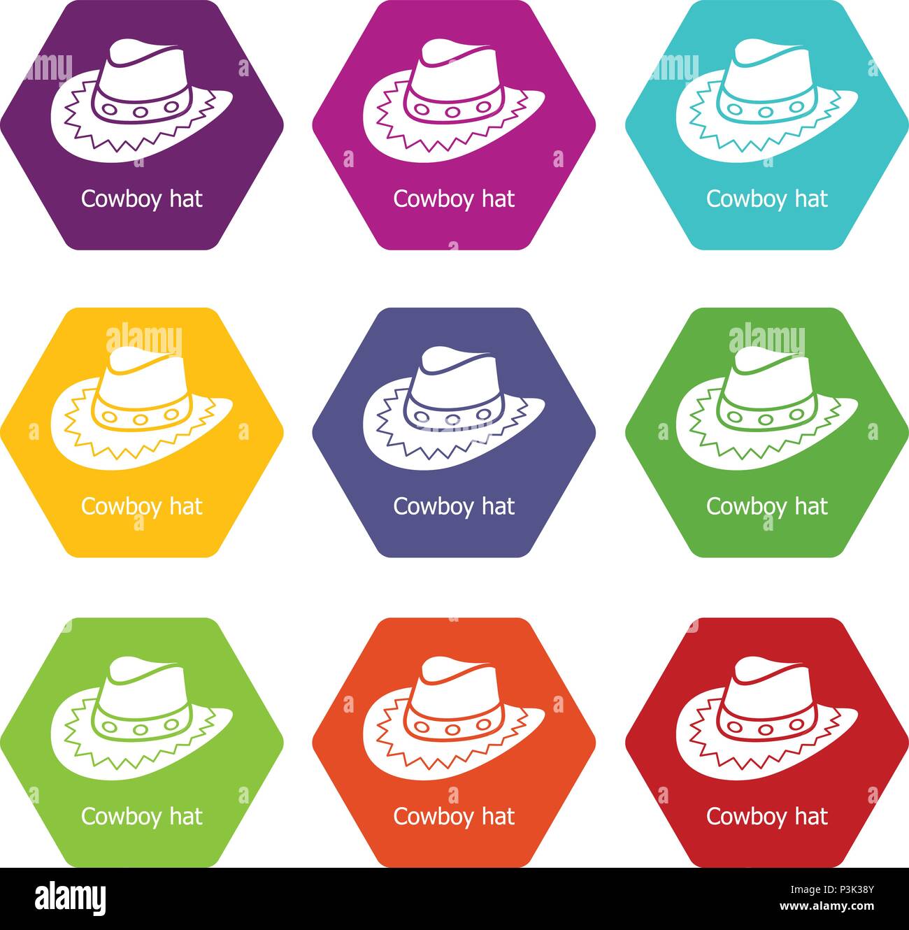 Cowboy hat icons set 9 vector Stock Vector Image & Art - Alamy