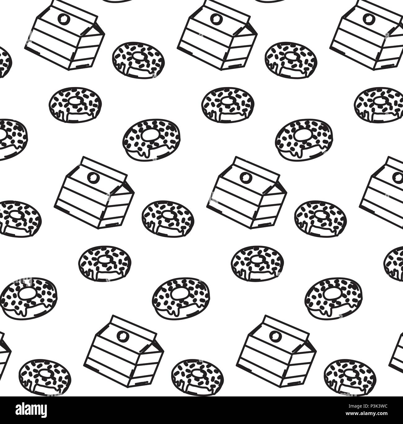 line delicious donuts and fashion box background Stock Vector Image ...