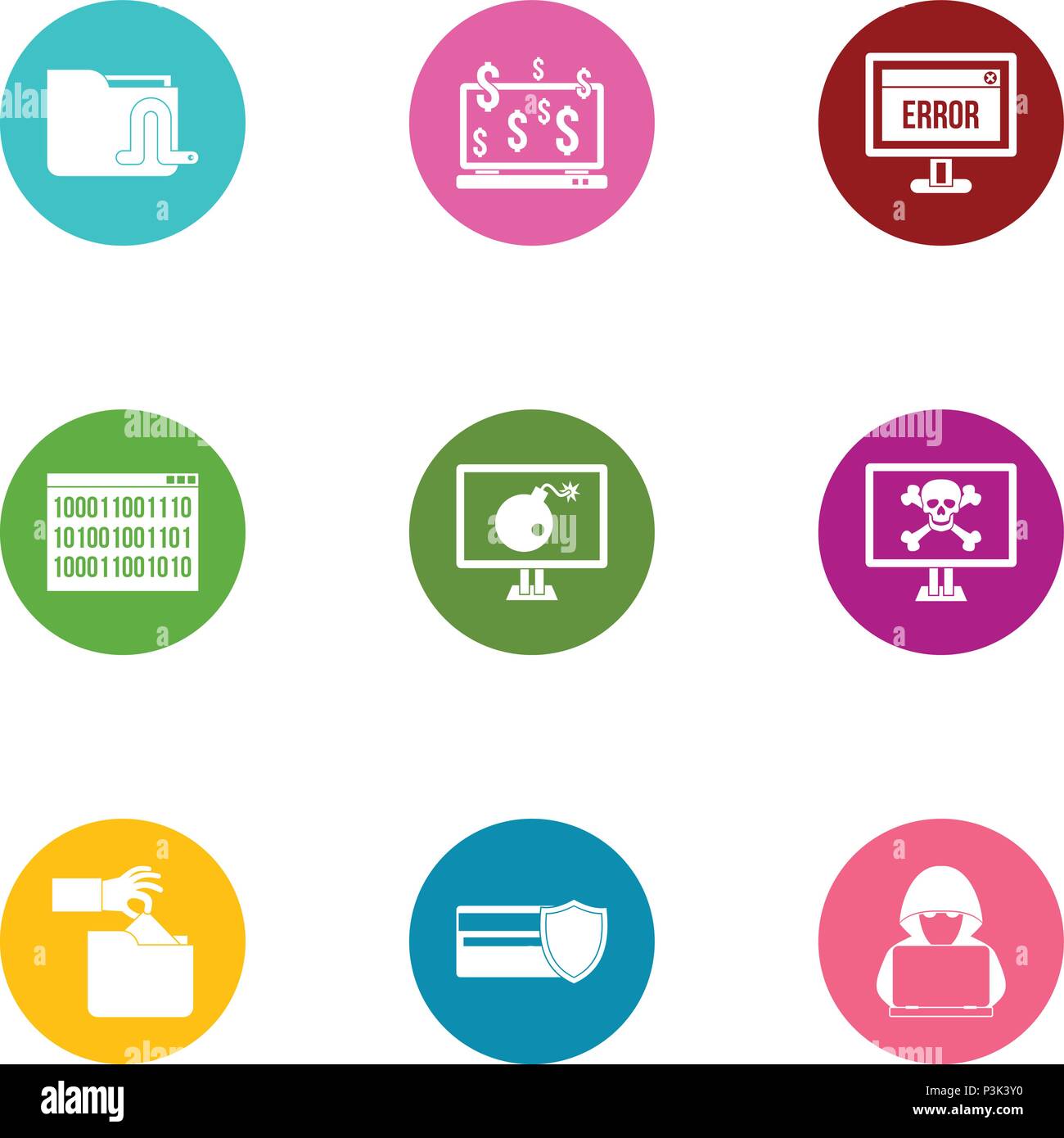 Online error icons set, flat style Stock Vector Image & Art - Alamy