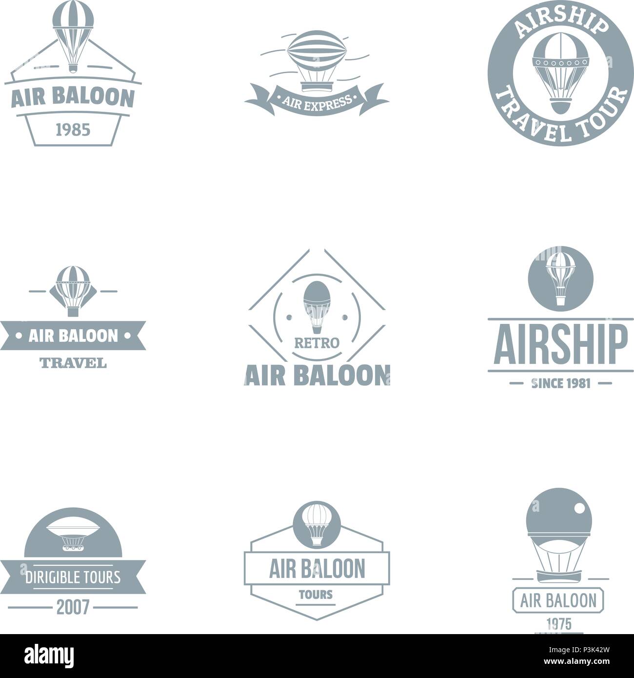 Air balloon logo set, simple style Stock Vector Image & Art - Alamy