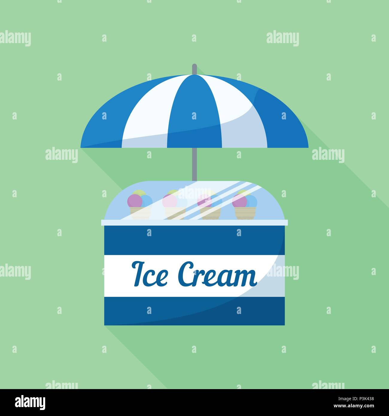 Ice cream umbrella shop icon, flat style Stock Vector Image & Art - Alamy