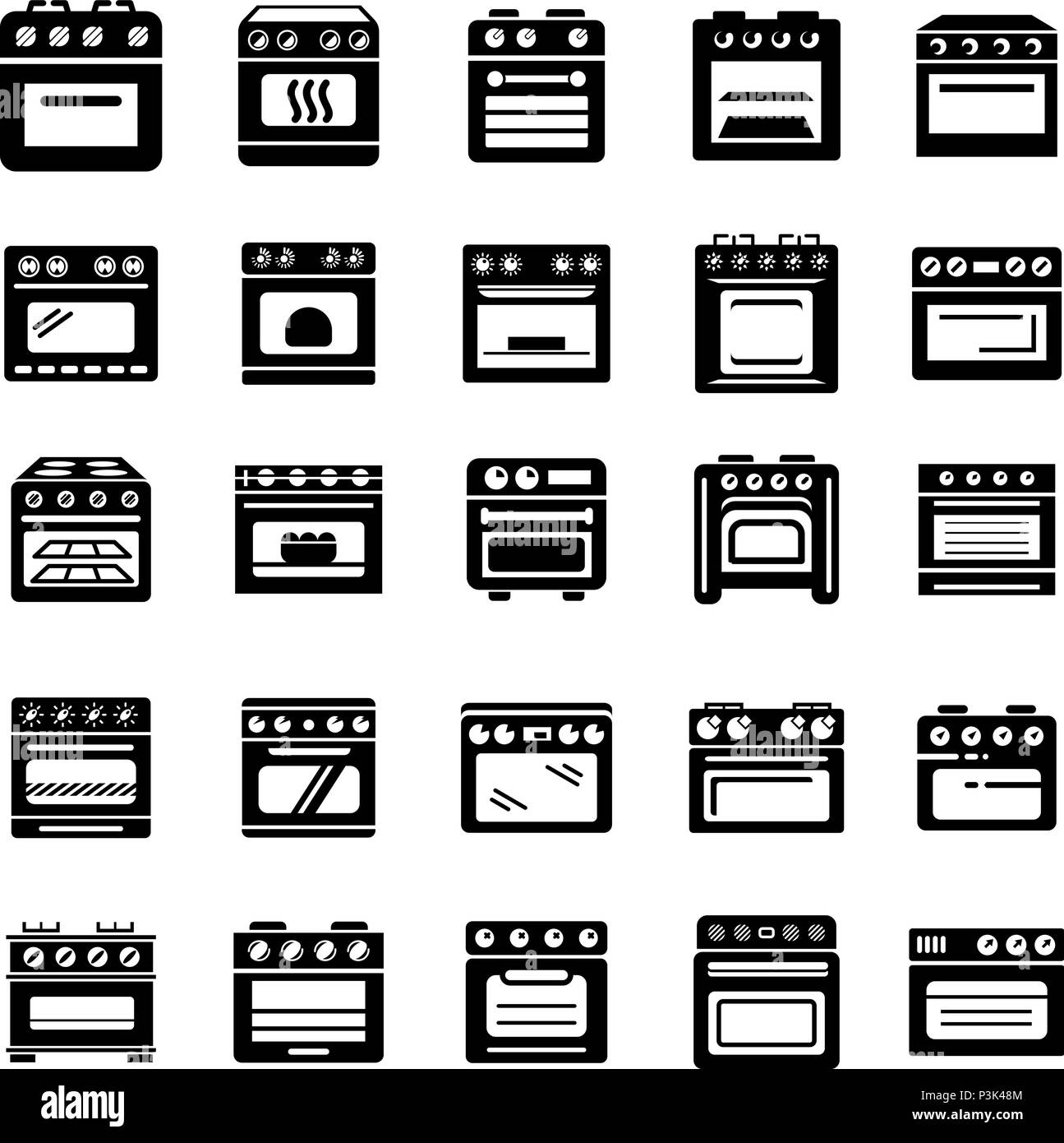Oven stove fireplace icons set, simple style Stock Vector Image & Art ...