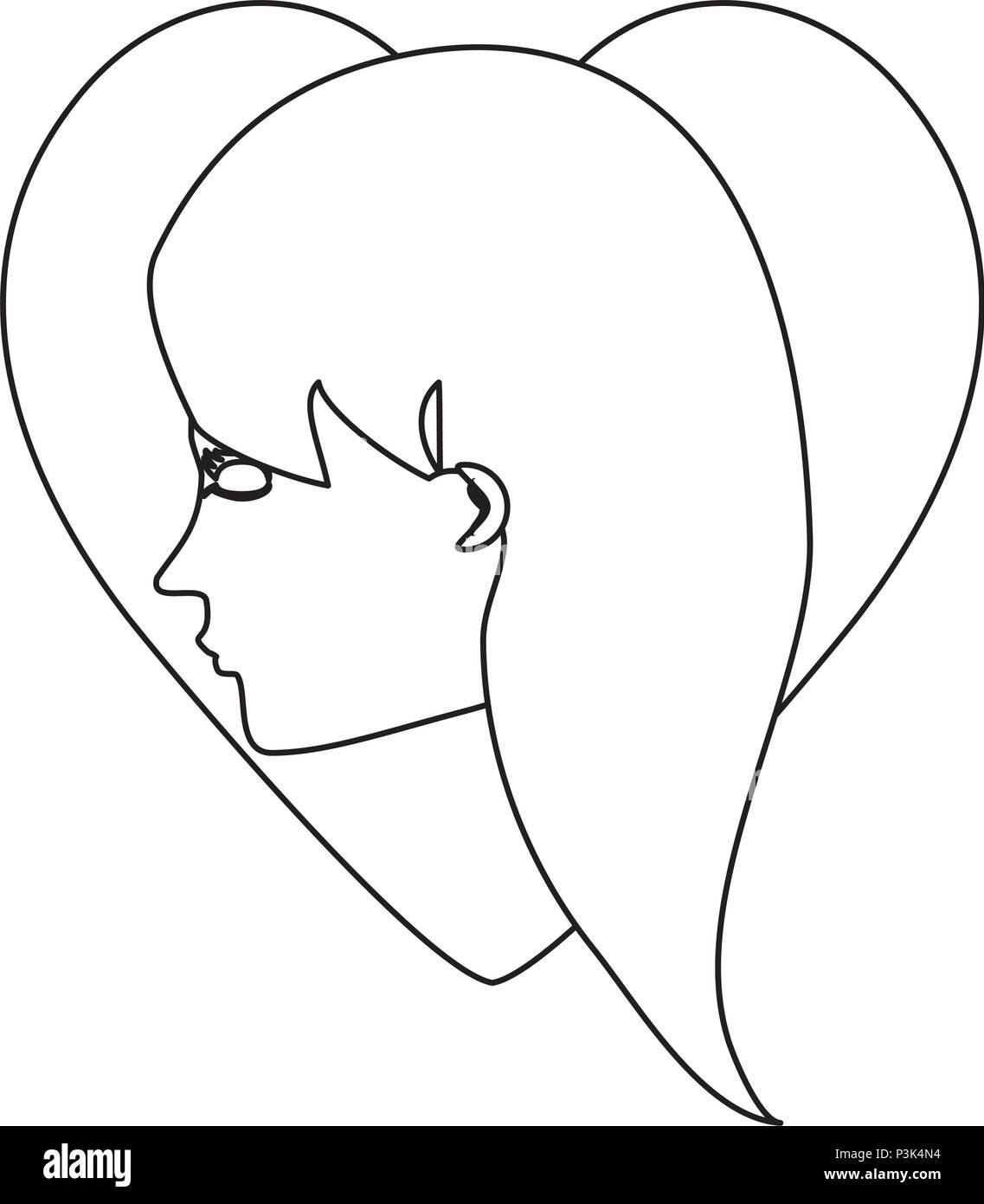 heart with profile of woman icon over white background, vector ...