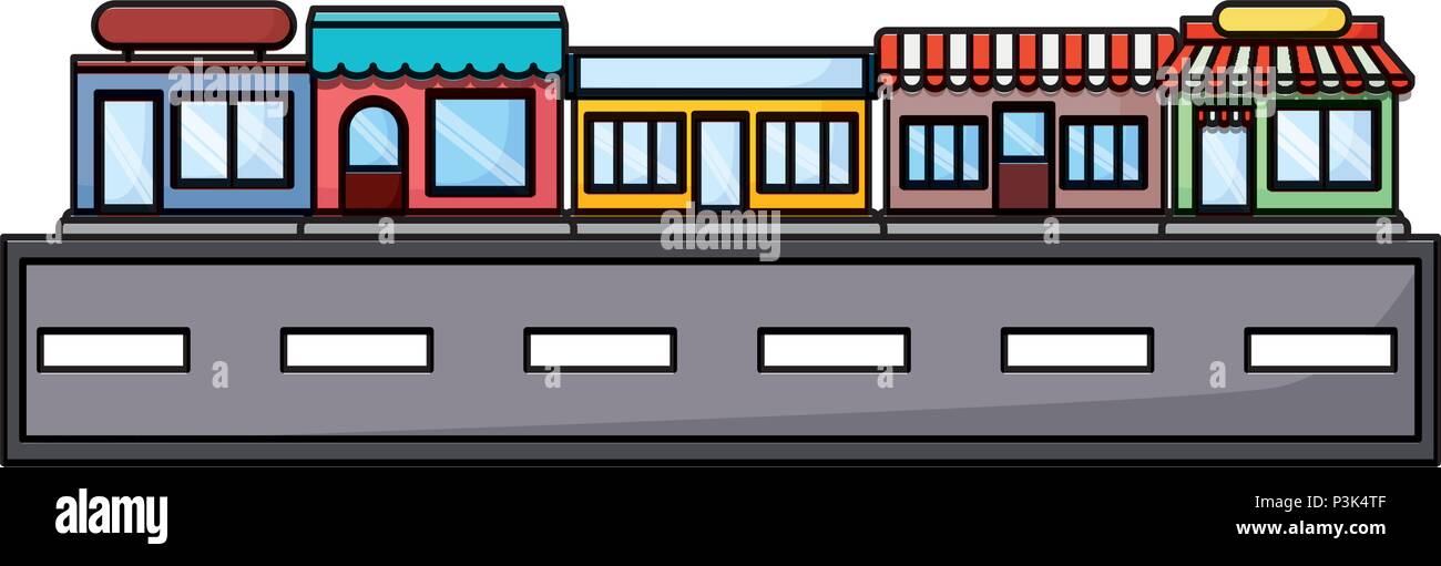 street with stores over white background, vector illustration Stock ...