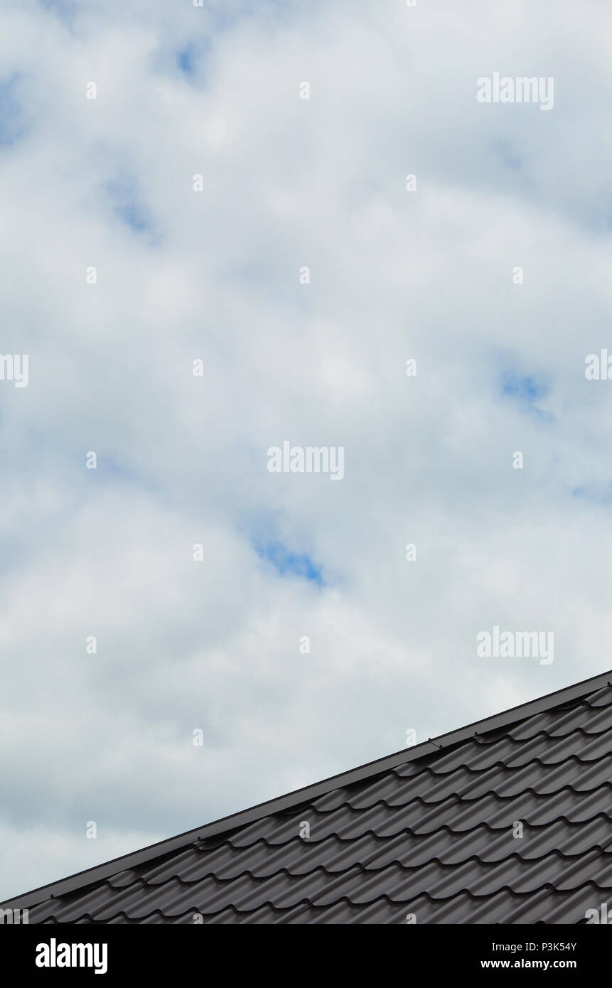 Brown roof tiles or shingles on house as background image. New ...