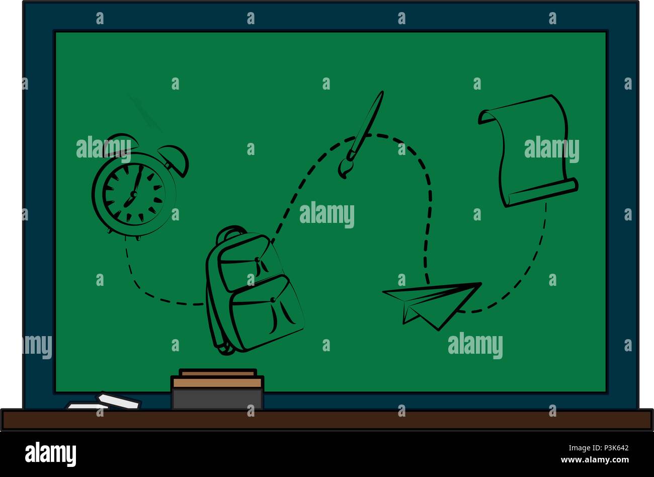 color backboard education with school utensils draw Stock Vector Image ...