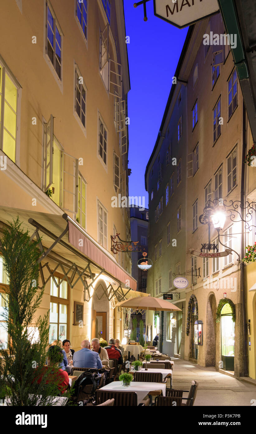 Salzburg: outside restaurant in Old Town in Austria, Salzburg Stock ...