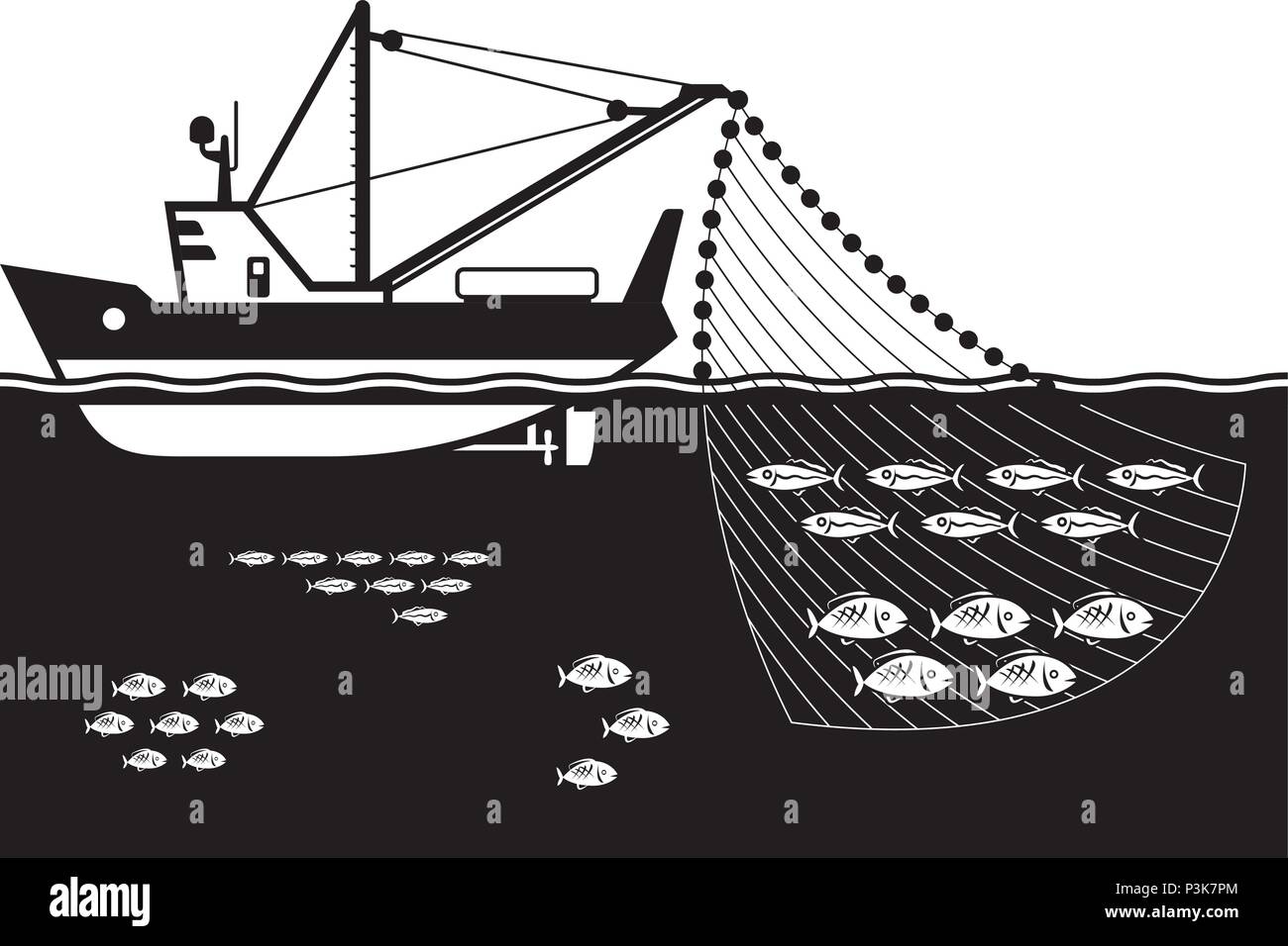 Fishing ship in the sea - vector illustration Stock Vector Image & Art ...