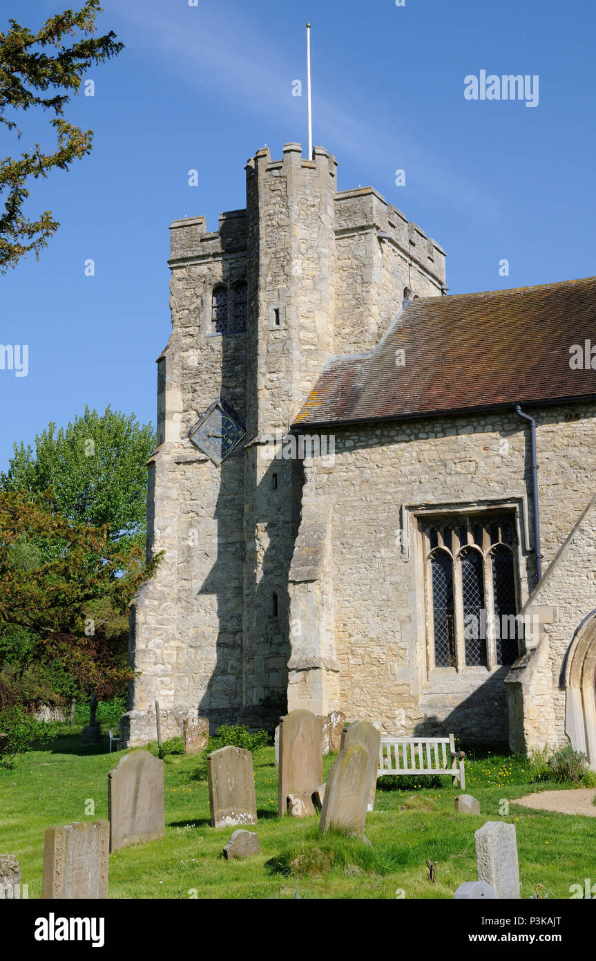 St Nicholas Church, Cuddington, Buckinghamshire, stands inside a stone ...
