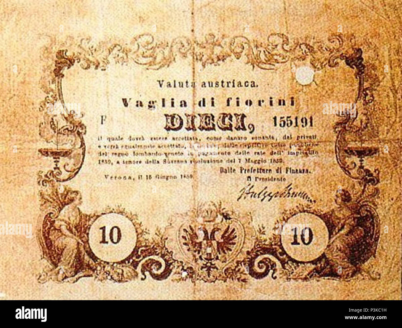 10 Fiorino (Valuta austriaca) - Regno Lombardo-Veneto - Prefettura di ...