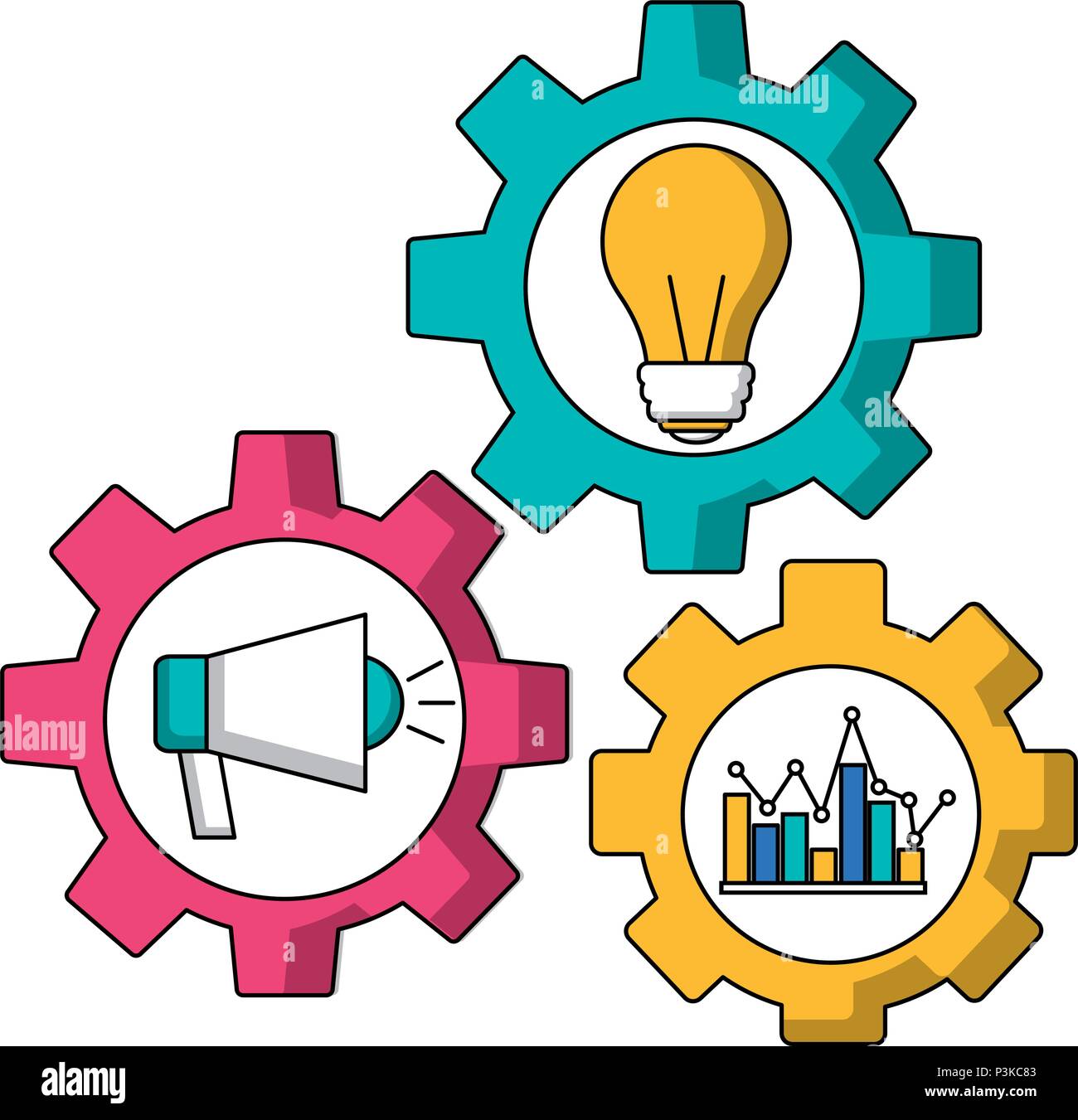 Mechanical engineer industry icons set vector technology machine Cut ...
