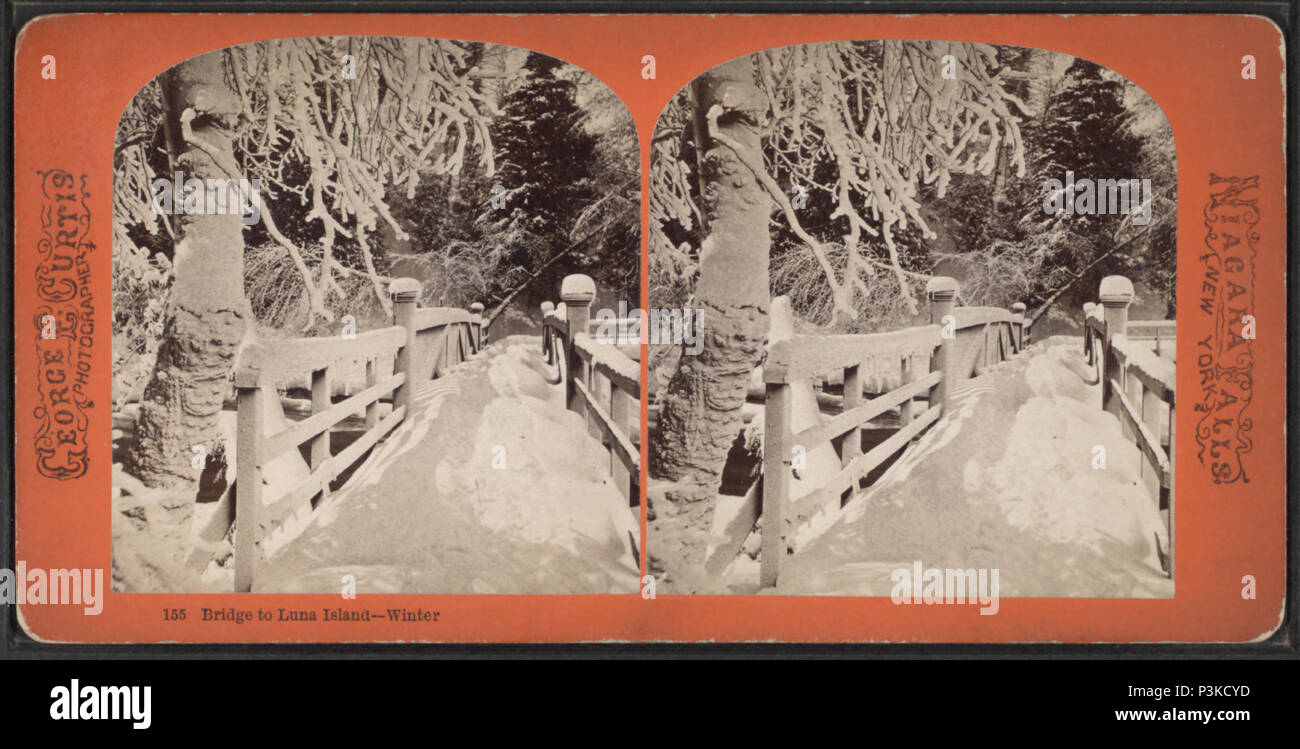 45 Bridge to Luna Island, winter, by Curtis, George E., d. 1910 7 Stock ...