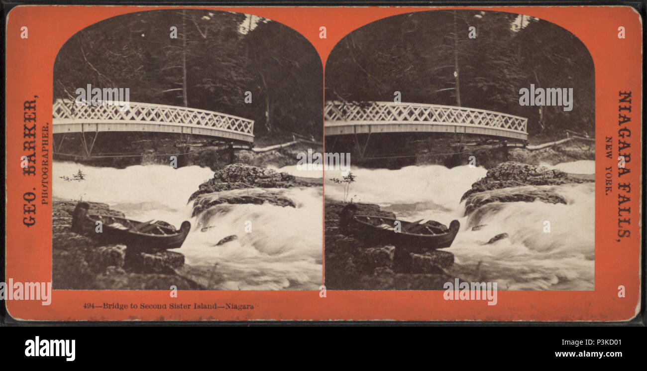 45 Bridge to Second Sister Island, Niagara, by Barker, George, 1844-1894 2 Stock Photo - Alamy