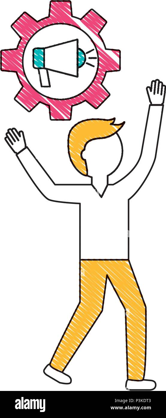 business man work gear and megaphone vector illustration Stock Vector ...