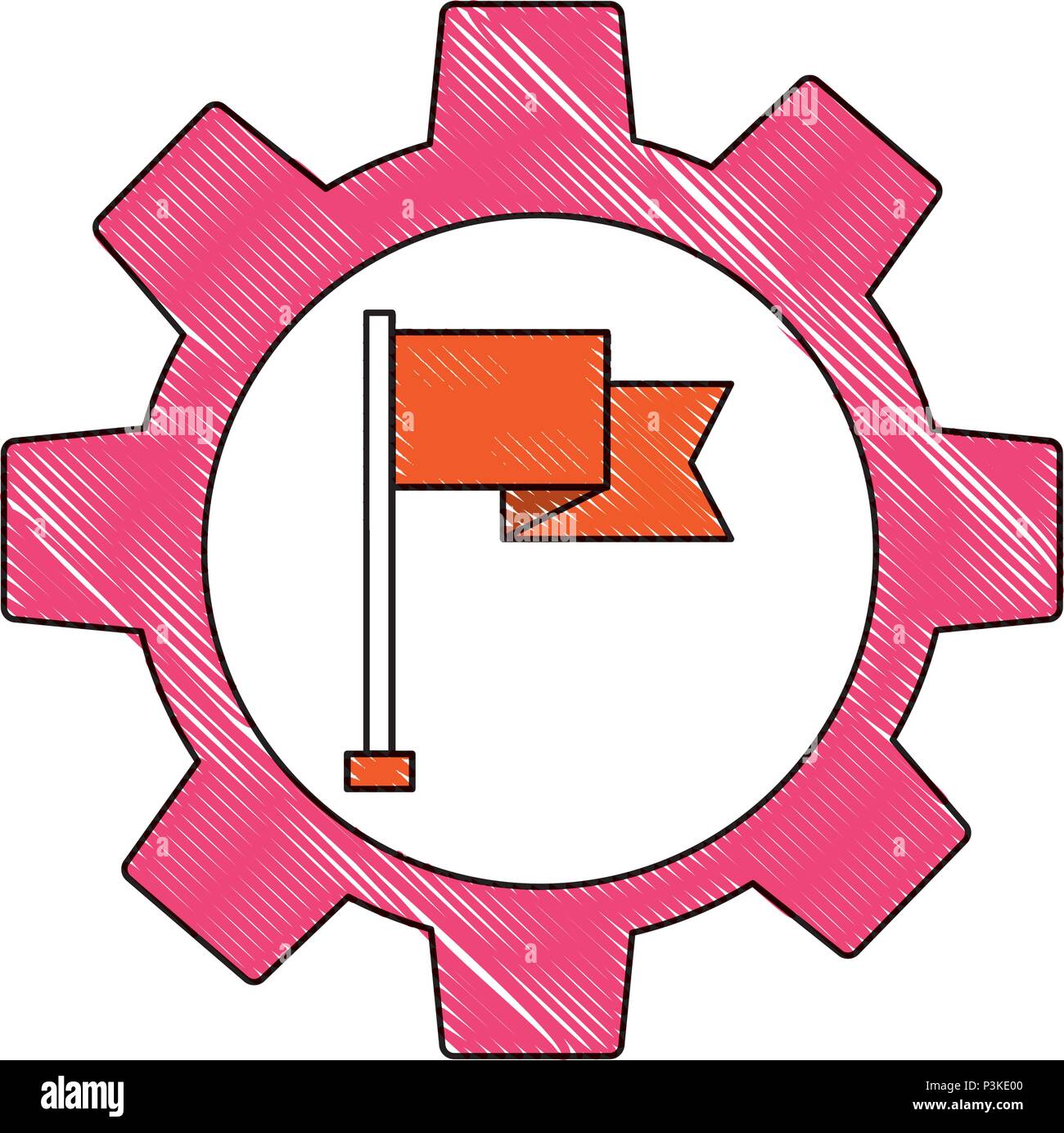 gear teamwork red flag success vector illustration Stock Vector Image ...