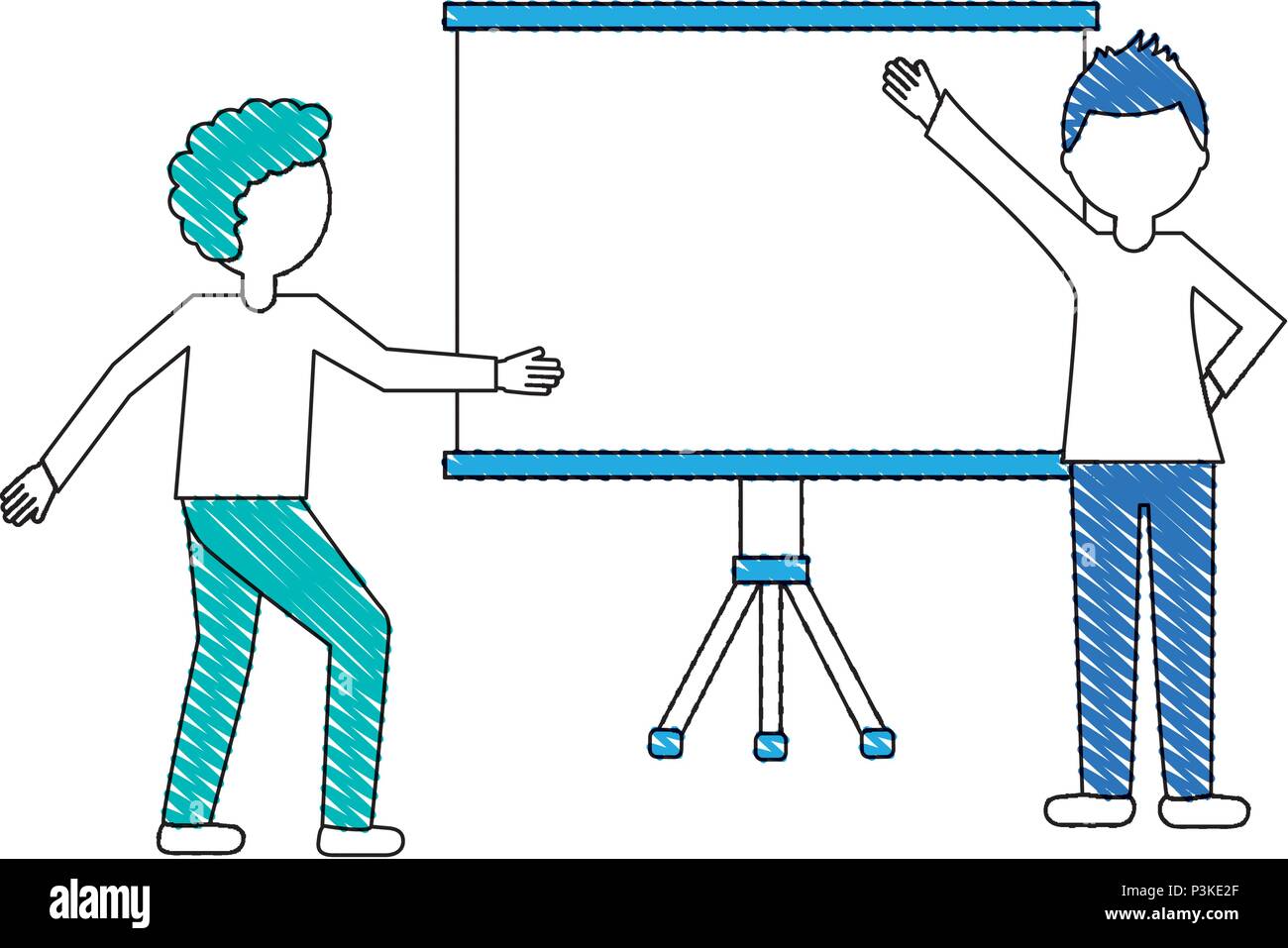 business people and billboard presentation empty vector illustration ...