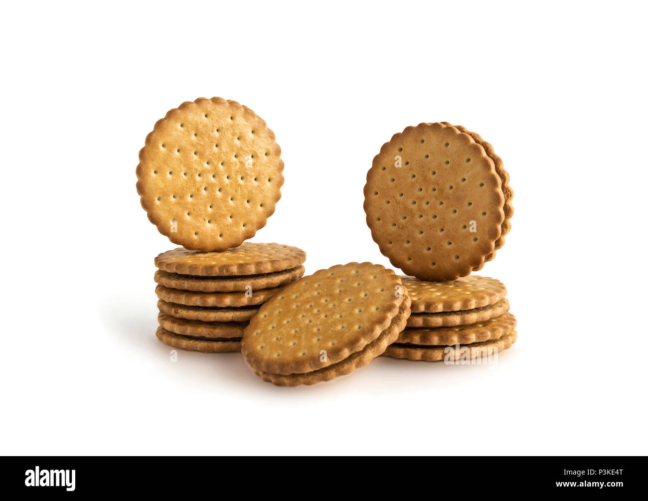 On a white background laid out two-layer cookies, close-up Stock Photo ...