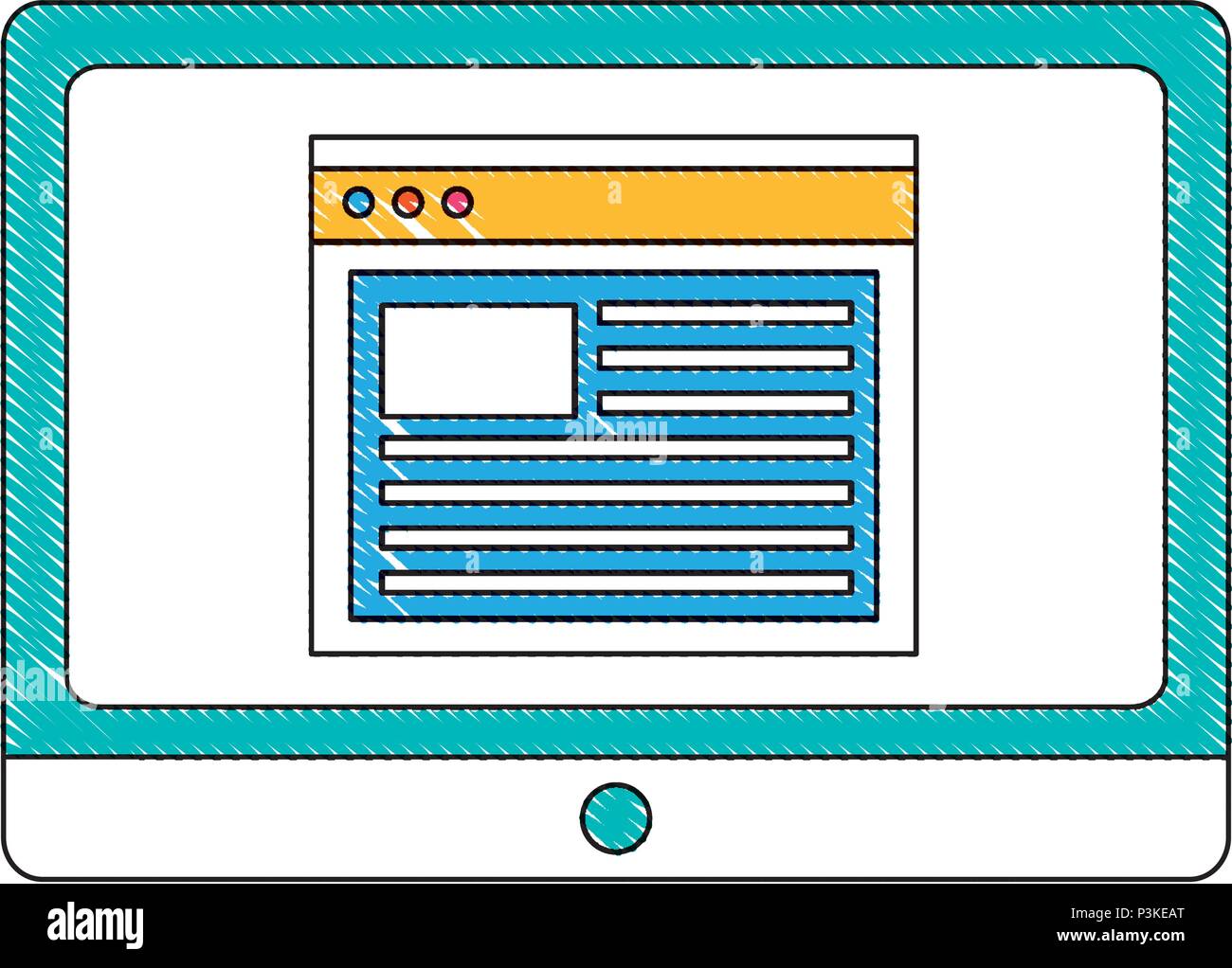 tablet computer and website document data vector illustration Stock ...