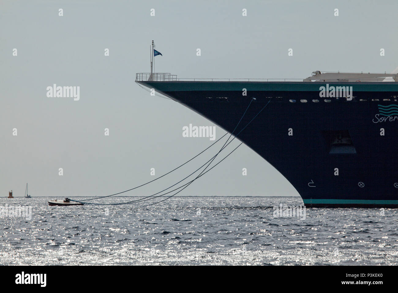 Cruise ship moored against clear sky to coastal mooring, Nice, Alpes ...